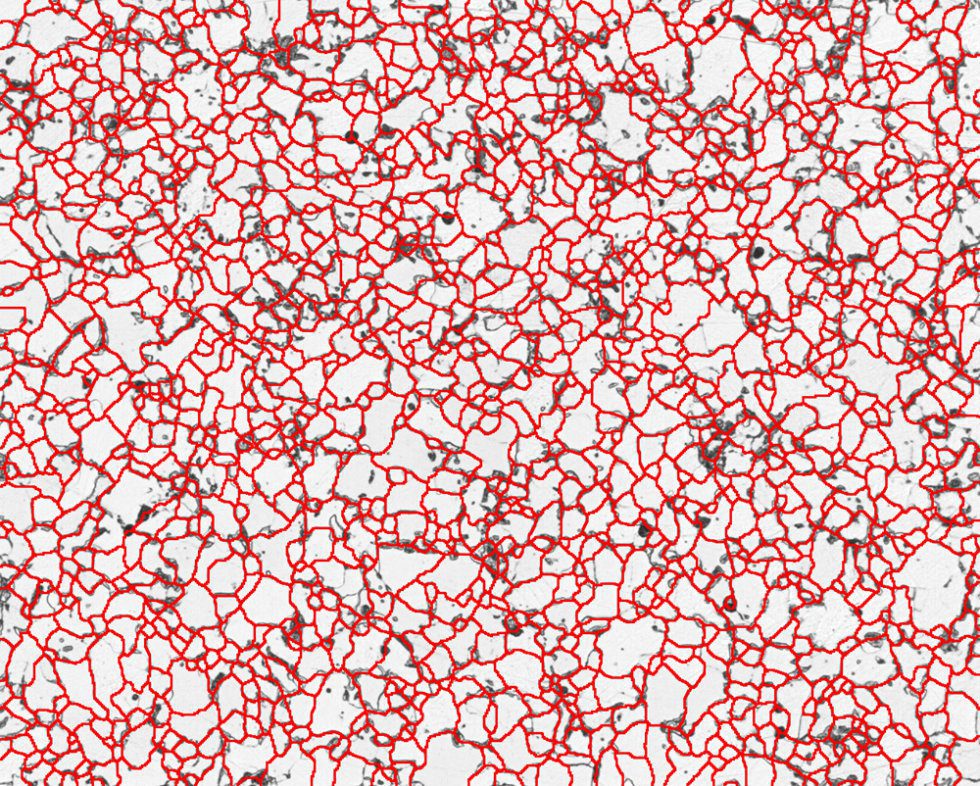Grain size in ferritic steel - Clemex